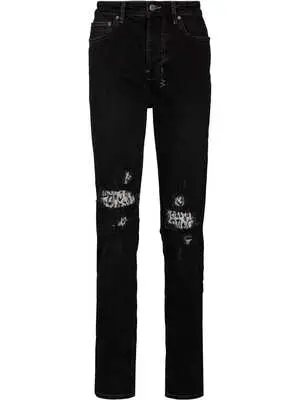 Ksubi Chitch Distressed Leopard Patch Slim-fit Jeans