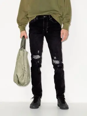 Ksubi Chitch Distressed Leopard Patch Slim-fit Jeans