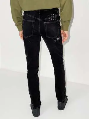 Ksubi Chitch Distressed Leopard Patch Slim-fit Jeans
