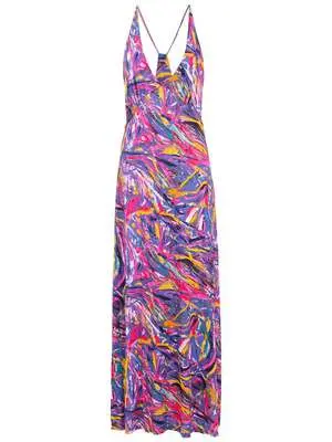AMIR SLAMA Printed Halter-neck Maxi Dress