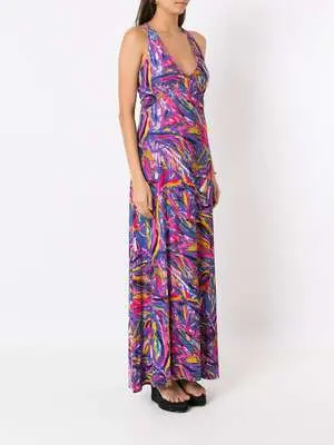 AMIR SLAMA Printed Halter-neck Maxi Dress