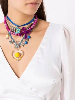 AMIR SLAMA Heart Charm Layered Necklace