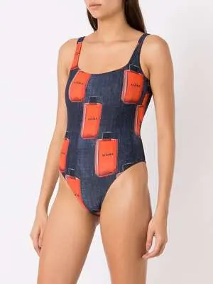 AMIR SLAMA Graphic Logo-print Swimsuit
