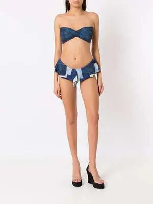 AMIR SLAMA Patchwork Denim-style Bikini