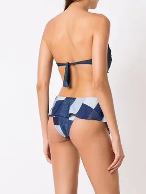 AMIR SLAMA Patchwork Denim-style Bikini