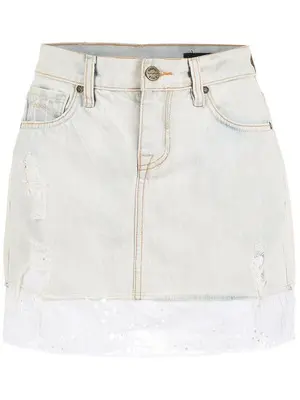 AMIR SLAMA Broderie-anglaise Trim Denim Skirt