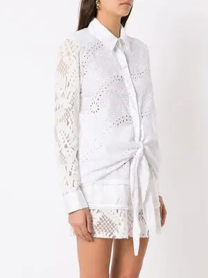 AMIR SLAMA Broderie Anglaise Panelled Shirt