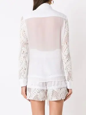 AMIR SLAMA Broderie Anglaise Panelled Shirt