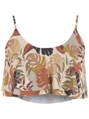 AMIR SLAMA Palm Leaf Print Cropped Top