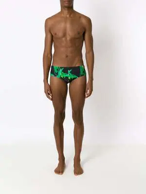 AMIR SLAMA Leaf-print Swimming Trunks