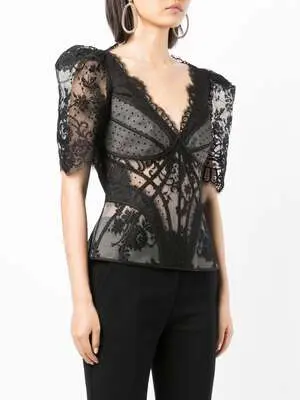 Zimmermann Lace Puff-sleeve Top