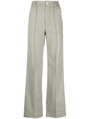 NINAMOUNAH Straight-leg Check Print Trousers