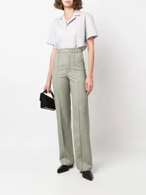 NINAMOUNAH Straight-leg Check Print Trousers