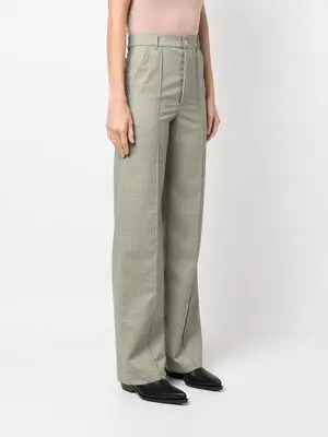 NINAMOUNAH Straight-leg Check Print Trousers