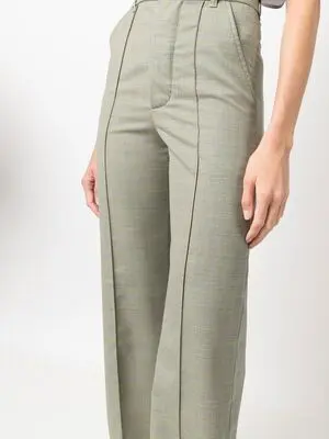 NINAMOUNAH Straight-leg Check Print Trousers