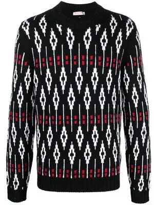 Valentino Garavani Intarsia-knit Virgin Wool Jumper - Black