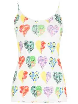AMIR SLAMA Heart-print Tank Top - Neutrals