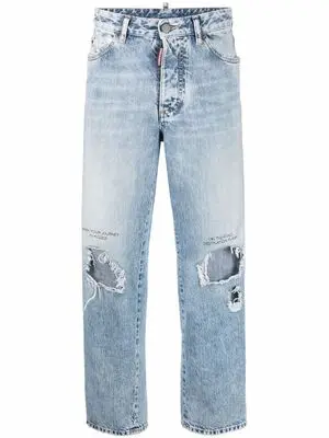 Dsquared2 Distressed Straight-leg Jeans