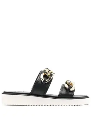 Michael Kors 30mm Scarlett Chain-link Leather Slides - Black