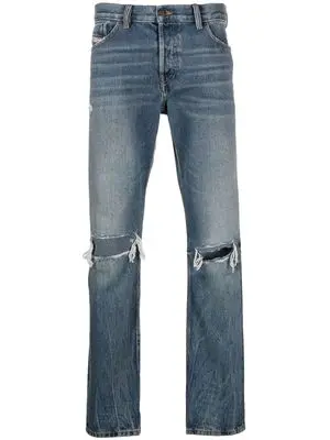 DIESEL® 1995 Ripped Straight-leg Jeans - Blue