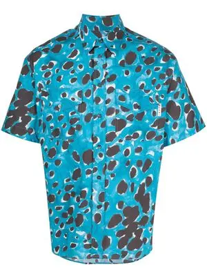 Marni Spot-print Short-sleeve Shirt - Blue