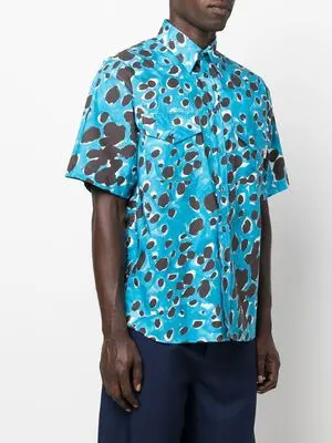 Marni Spot-print Short-sleeve Shirt - Blue