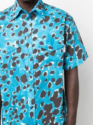 Marni Spot-print Short-sleeve Shirt - Blue