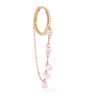 PERSEE Yellow Gold, Diamond And Sapphire Danaé Single Earring - Pink