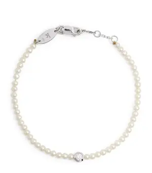 REDLINE White Gold, Diamond And Pearl Bracelet - Beige