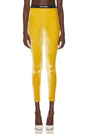 TOM FORD Tom Ford Velvet Signature Legging In Black Chartreuse Citrine