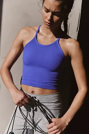 Free People FP Movement Happiness Runs Long Crop Tank Top Pulse