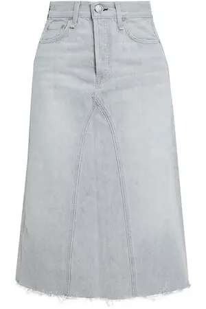 Rag & Bone Faded Denim Midi Skirt - Light Gray