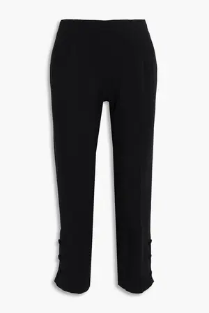 Lela Rose Cropped Crepe Straightleg Pants - Black