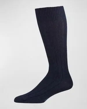 Marcoliani Ribbed Cashmere Dress Socks - Navy