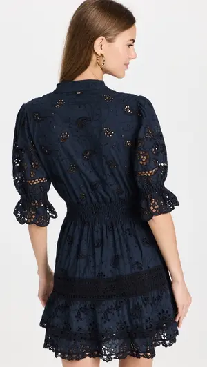 Temptation Positano Hollywood Eyelet Mini Dress - Navy