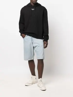 Calvin Klein Logo Print Drawstring Hoodie - Black