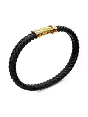 David Yurman 18kt Yellow Gold Chevron Bracelet - Black