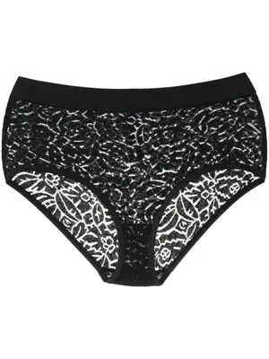 ERES Floral-embroidery Mesh Thong - Black