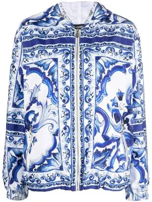 Dolce & Gabbana Majolica-print Windbreaker - White