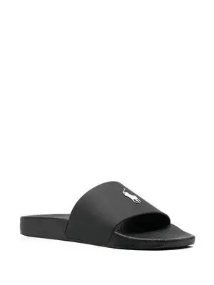 Polo Ralph Lauren Logo-print Slip-on Sandals - Black
