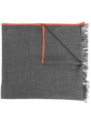 Brunello Cucinelli Solid Border Fringed Scarf - Grey