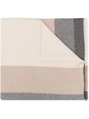 Brunello Cucinelli Striped Wool Scarf - Grey