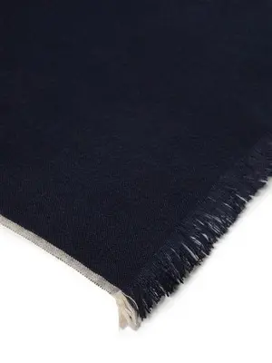 Brunello Cucinelli Solid Border Fringed Scarf - Blue