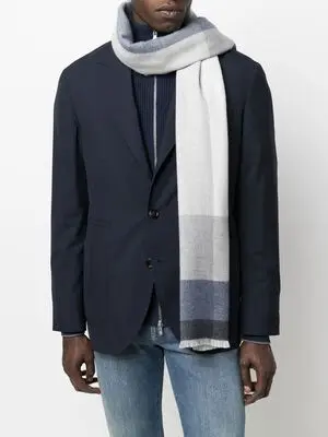 Brunello Cucinelli Check-print Frayed-edge Scarf
