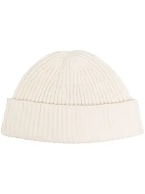 Brunello Cucinelli Ribbed Cashmere Beanie - White