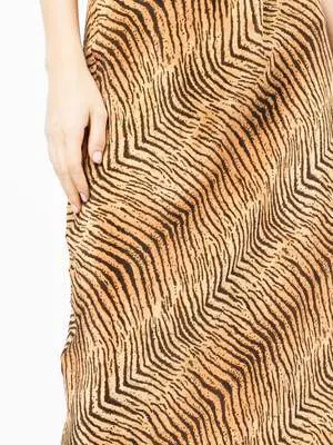 Rixo Kelly Tiger-print Silk Skirt