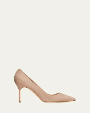 Manolo Blahnik 90mm Bb Suede Pumps - Dark Nude