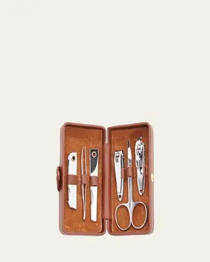 ROYCE NEW YORK Personalized Leather Manicure Grooming Kit - Tan