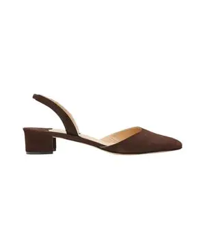 Manolo Blahnik Aspro Suede Slingback Ballerina Pumps - Dark Brown