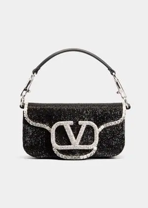 Valentino Garavani Loco Small VLOGO Sequin Shoulder Bag - Nero